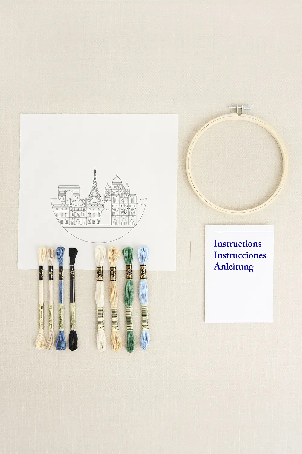 Paris Landmarks by Kseniia Guseva Intermediate Embroidery Kit - DMC