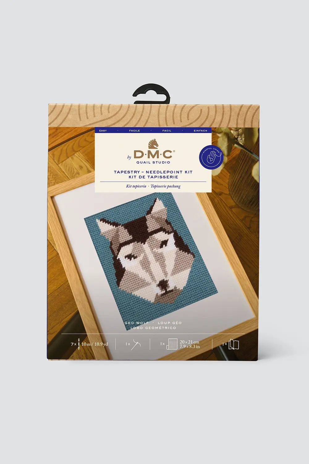 Geo Wolf by Quail Studio Easy Tapestry & Needlepoint Kit - DMC