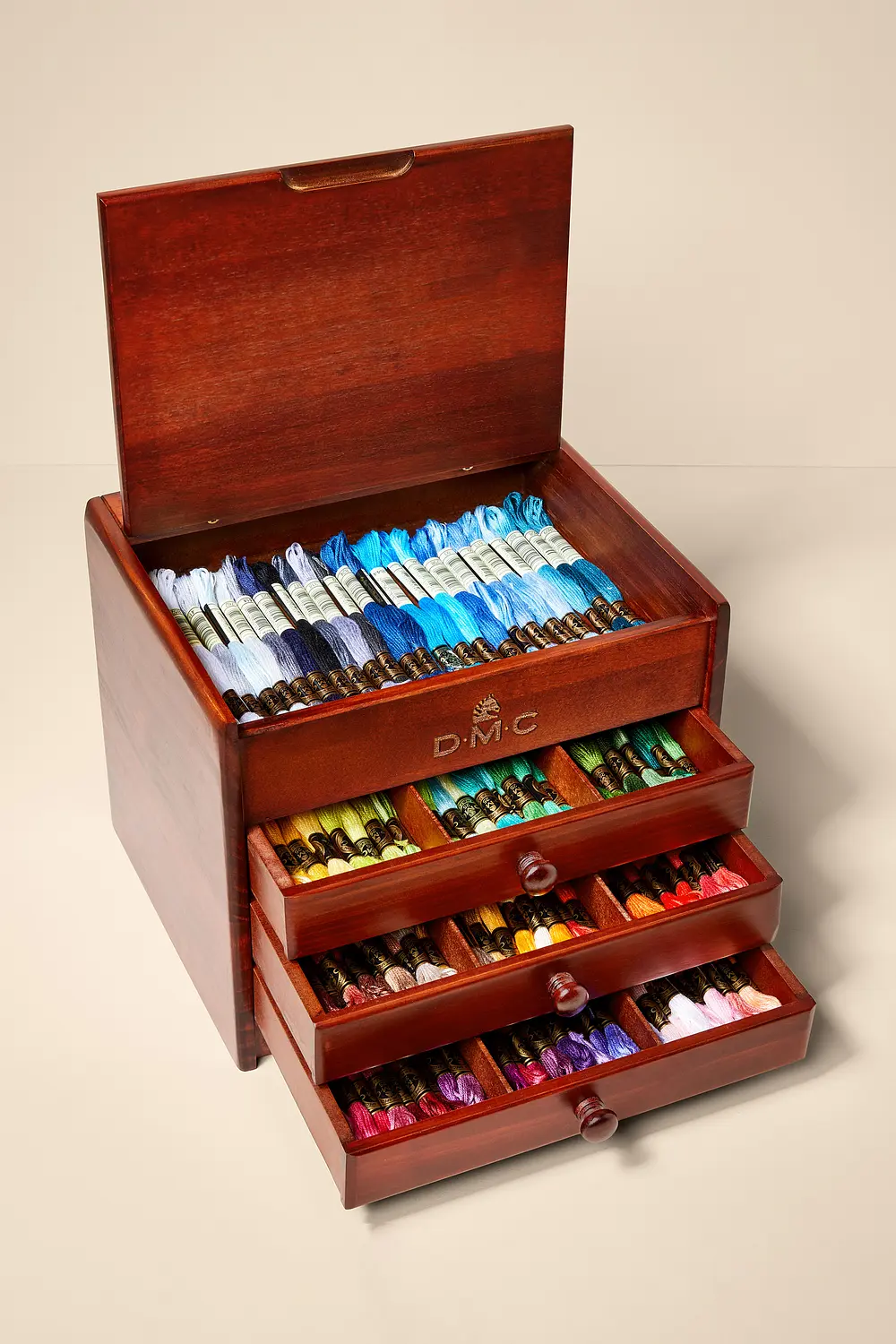 Vintage Wooden Chest and the Magic Winter Thread Assortment of 120 ...