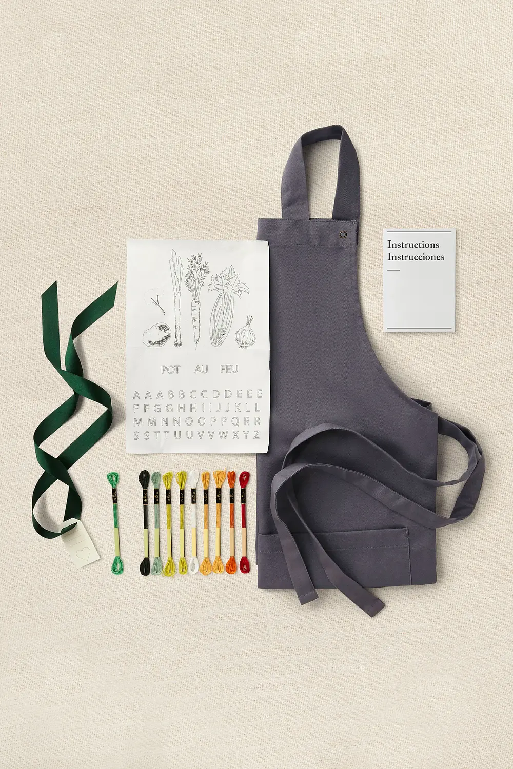 Personalised Stitchable Apron - Embroidery Kit - DMC