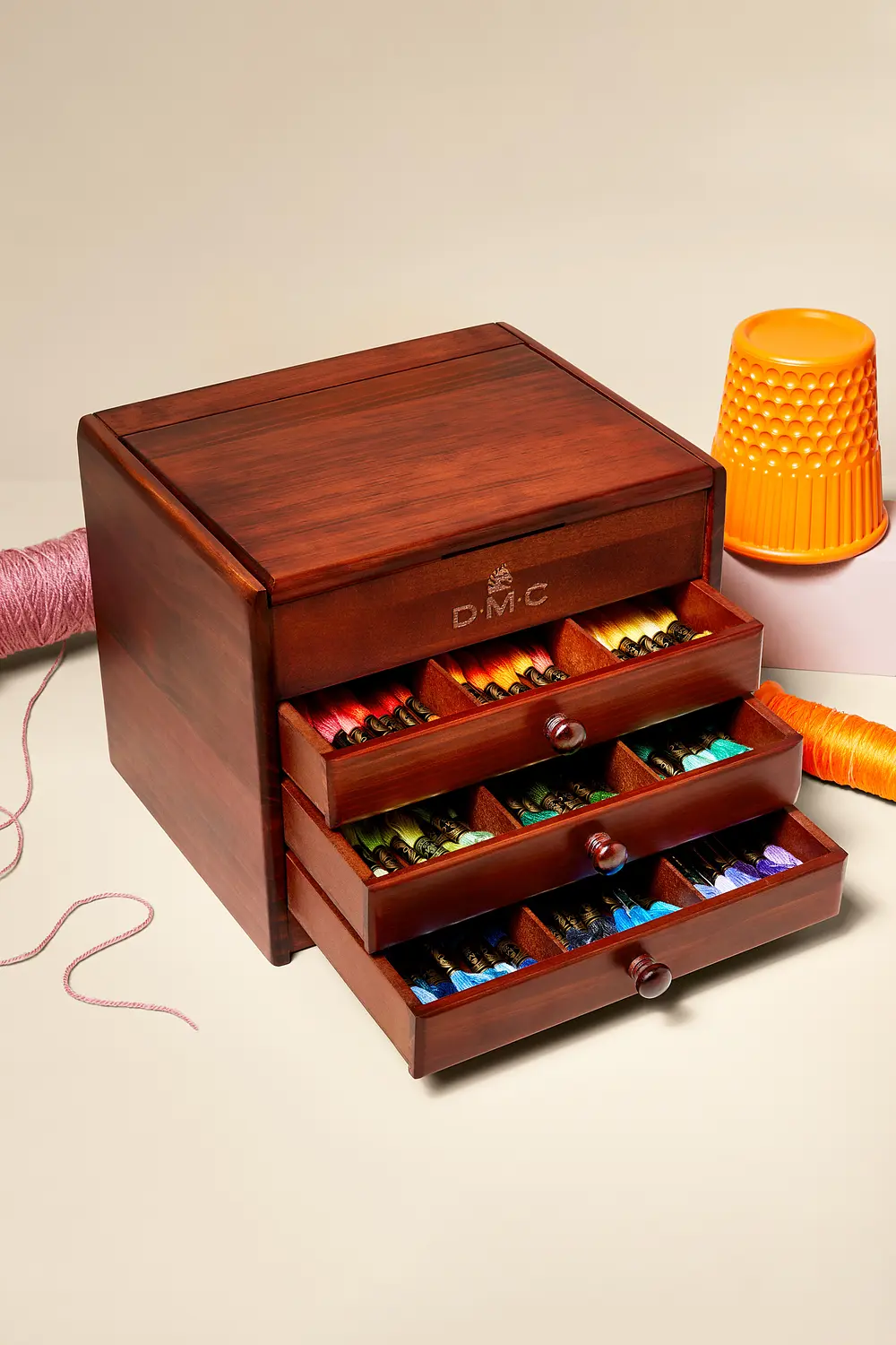 Vintage Wooden Chest and the Magic Winter Thread Assortment of 120 ...
